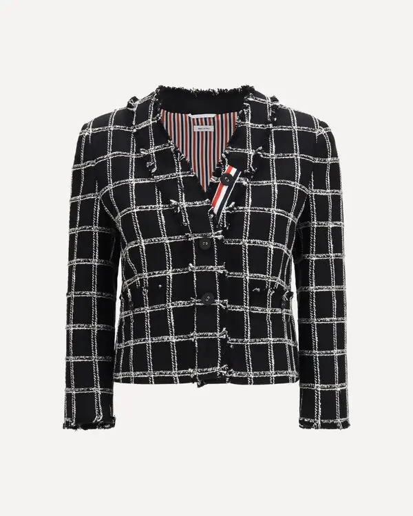 Thom Browne Checked Tweed Cardigan Jacket