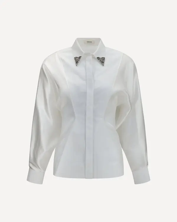 Versace Embroidered Cotton Poplin Shirt