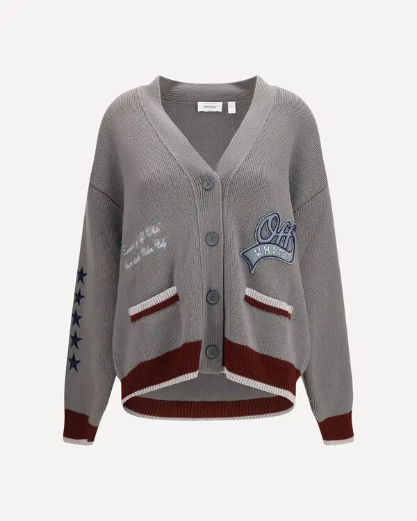 Off-White College Varity Knit Cardigan - Grey