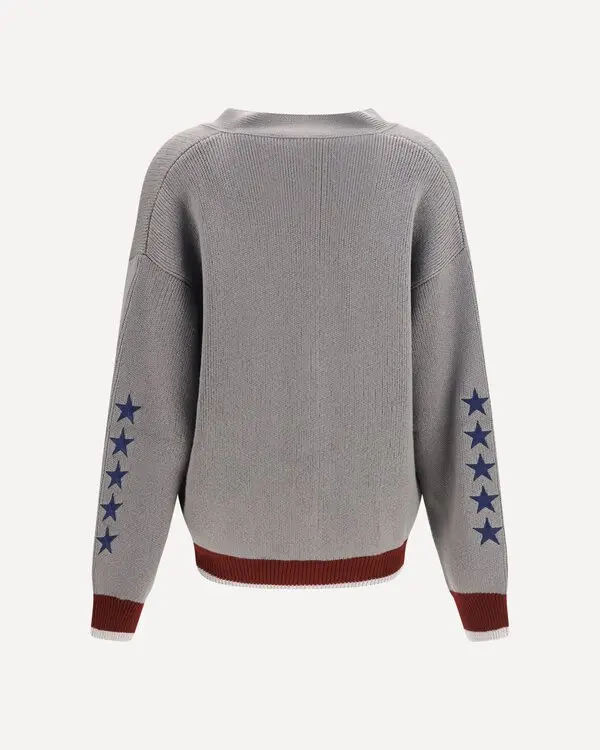 Off-White College Varity Knit Cardigan - Grey