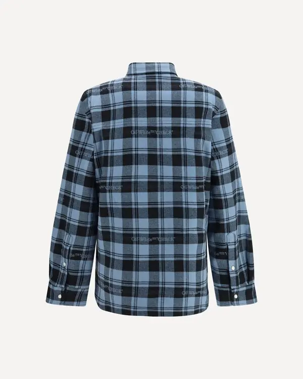 Off-White Check Flannel Padded Overshirt - Light Blue