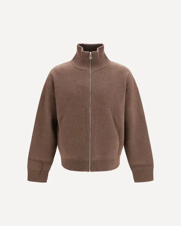 Axel Arigato Core Wool Zip-up Sweater Ale - Brown