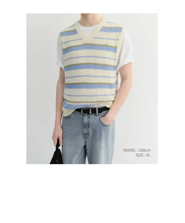 DUNST Striped Chunky-knit Vest