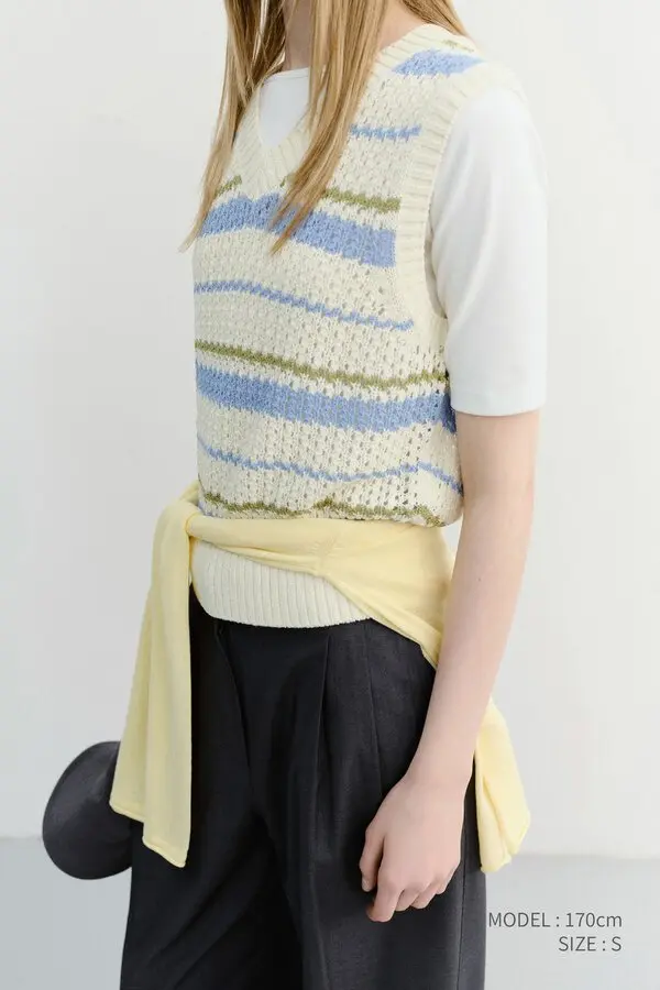 DUNST Striped Chunky-knit Vest