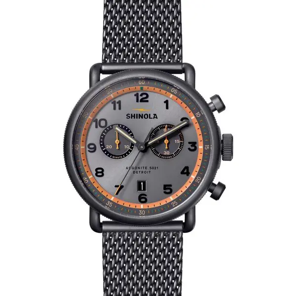 Shinola The Canfield Chronograph Mesh Strap Watch - Cool Gray