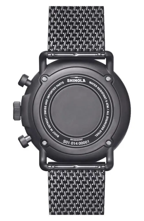 Shinola The Canfield Chronograph Mesh Strap Watch