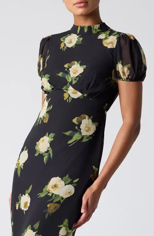 Lulus Jensen Puff Sleeve Open Back Maxi Dress