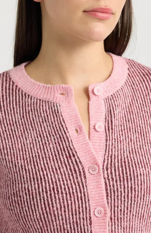24COLOURS Two-tone Knit Cardigan