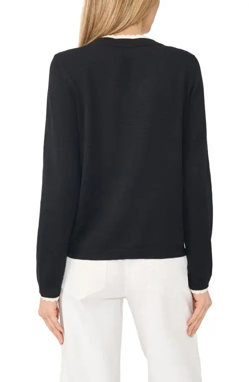 CECE DUPRAZ Scalloped Trim V-neck Sweater
