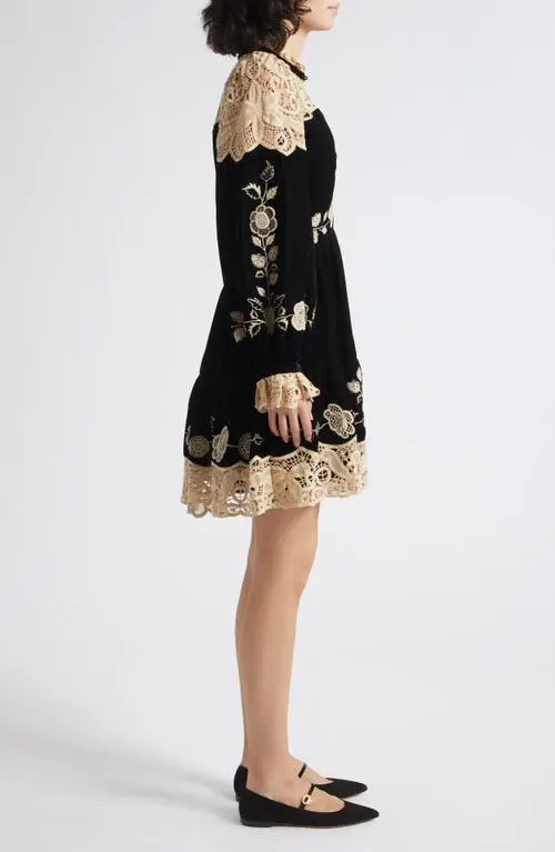Sea Shiloh Embroidered Velvet Minidress