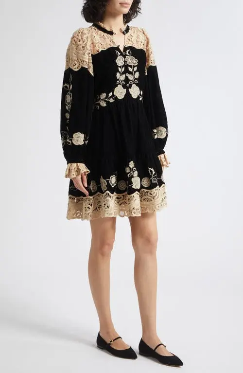 Sea Shiloh Embroidered Velvet Minidress