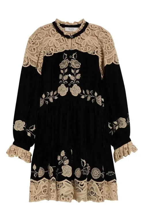 Sea Shiloh Embroidered Velvet Minidress