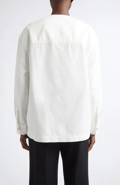 FERRAGAMO Brushed Cotton Gabardine Pullover Shirt - Mascarpone