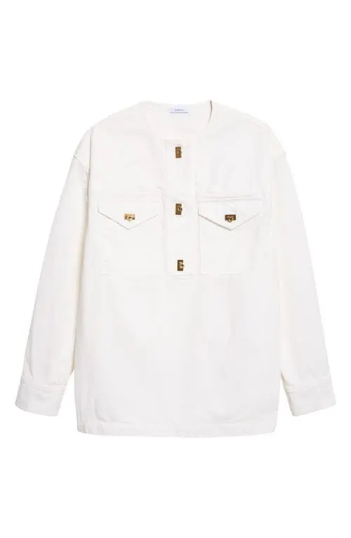 FERRAGAMO Brushed Cotton Gabardine Pullover Shirt - Mascarpone