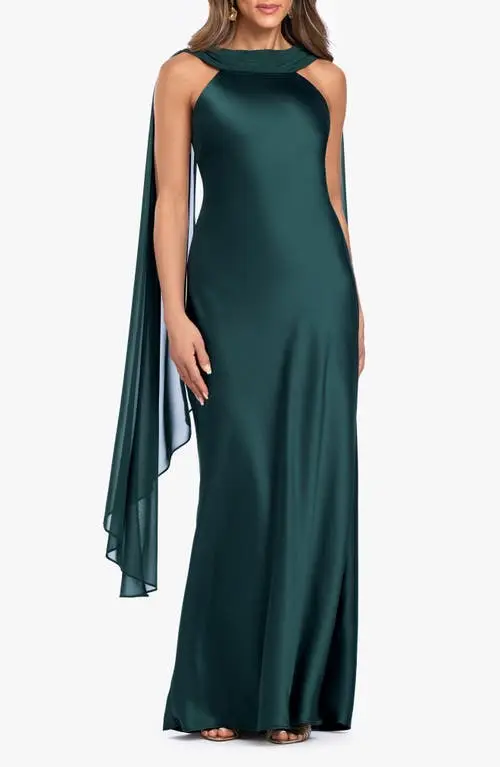 XSCAPE EVENINGS Scarf Sleeveless Satin Gown