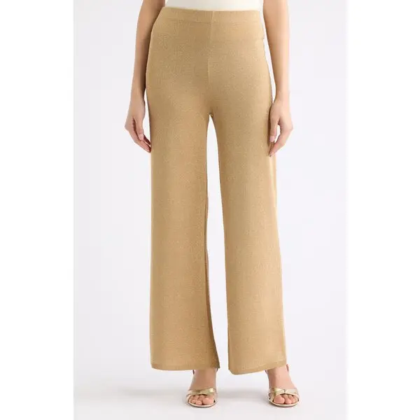 Anne Klein Lurex Wide Leg Sweater Pants