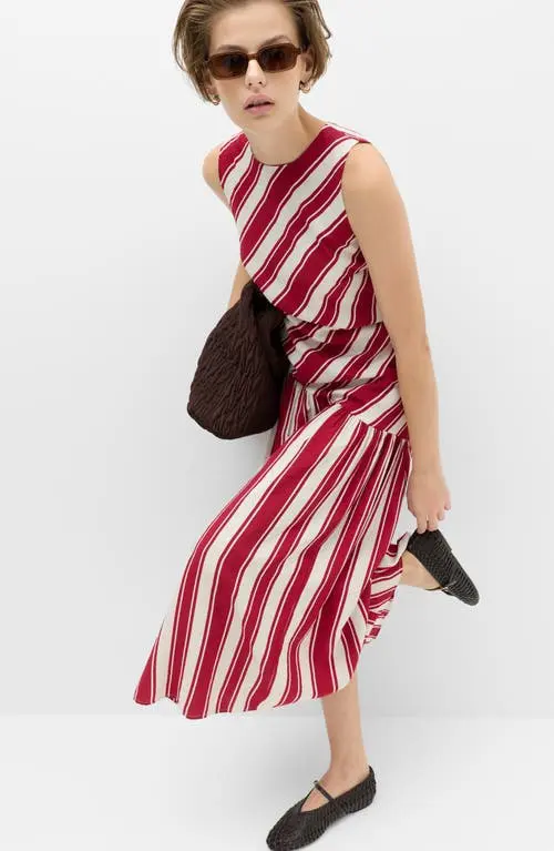 M&s Stripe Drop Waist Sleeveless Maxi Dress