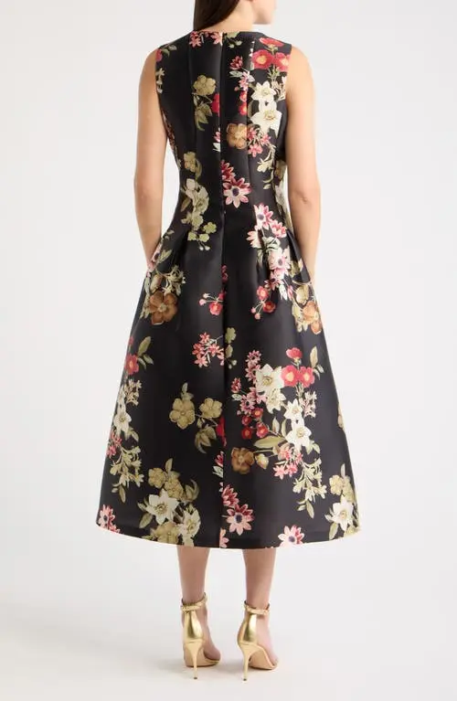 Julia Jordan Floral Print Pleated Cocktail Dress