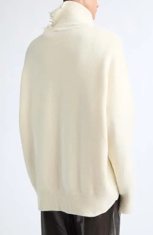 RÓHE Fringe Asymmetric Wool Turtleneck Sweater - Off White