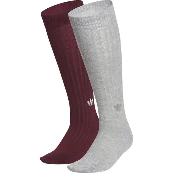 Adidas Gender Inclusive Assorted 2-pack Originals Over The Calf Socks - Maroon/heather Grey