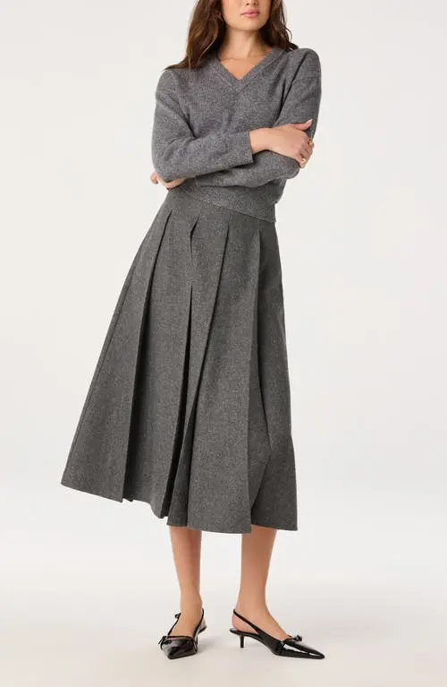 Astr The Label Kelsie Pleated Wool Blend Midi Skirt
