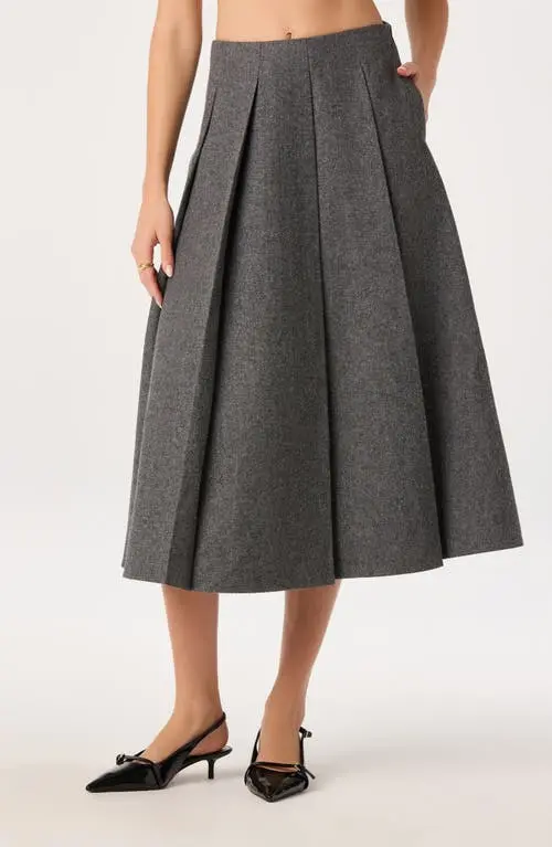 Astr The Label Kelsie Pleated Wool Blend Midi Skirt - Charcoal