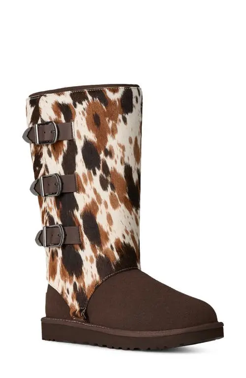 UGG Classic Tall Western Boot With Genuine Calf Hair Trim - Burnt Cedar