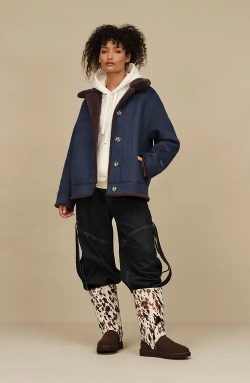 UGG Classic Tall Western Boot With Genuine Calf Hair Trim - Burnt Cedar