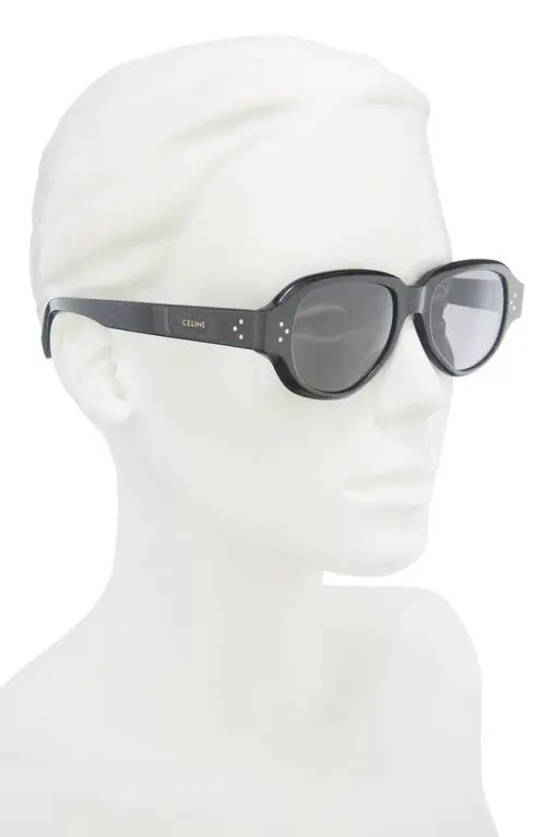 Celine 3 Dots 52mm Round Sunglasses - Shiny Black/smoke