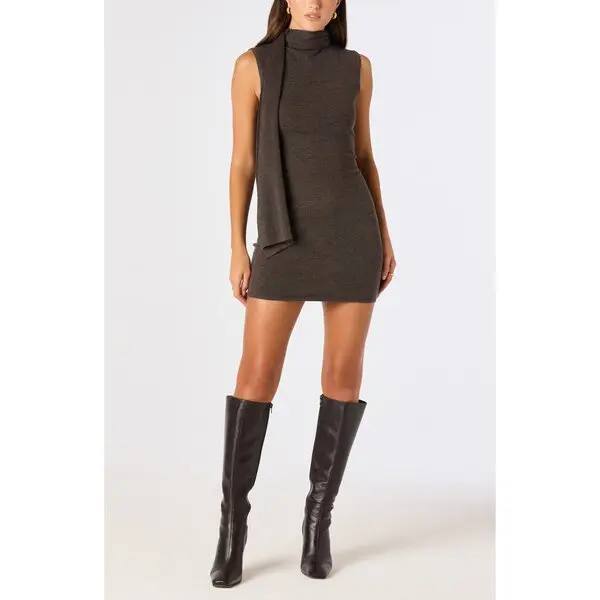 Astr The Label Annie Minidress With Scarf Detail - Truffle