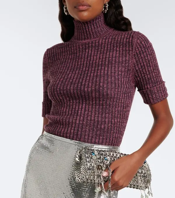 Rabanne Ribbed-knit Wool And Silk Sweater