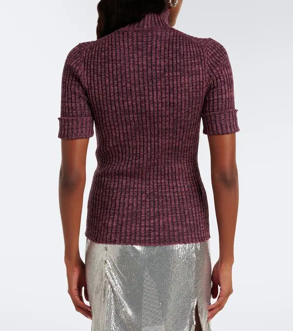 Rabanne Ribbed-knit Wool And Silk Sweater