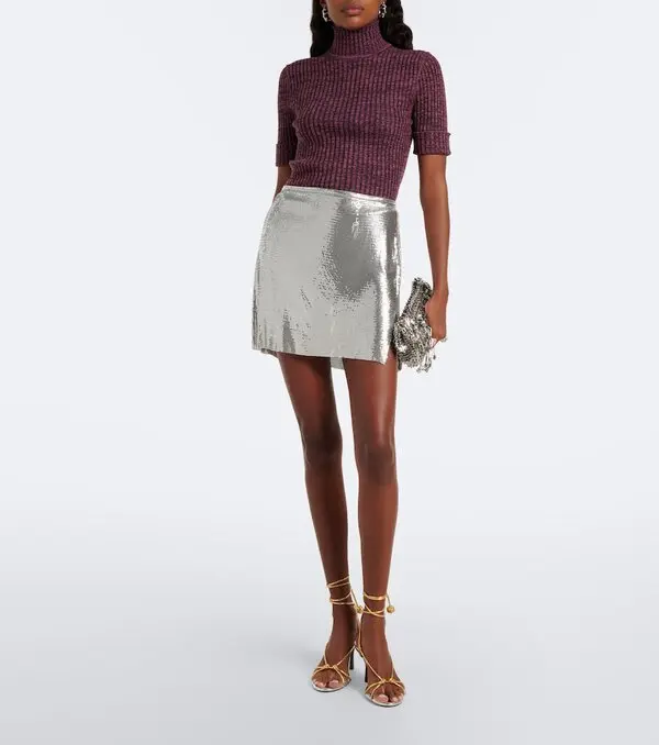 Rabanne Ribbed-knit Wool And Silk Sweater
