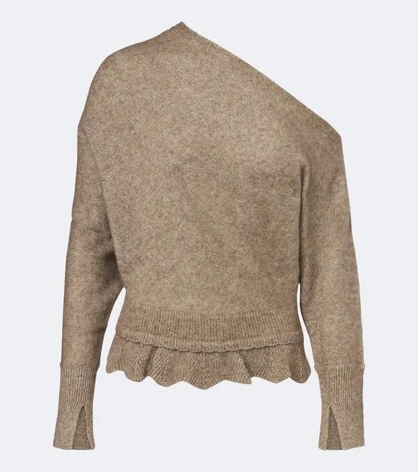 XU ZHI Ruffled Asymmetric Sweater - Beige
