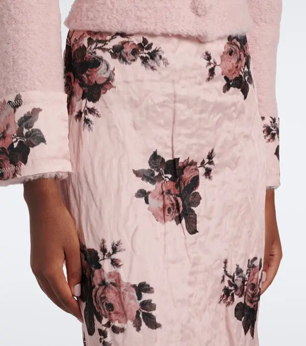 Erdem Floral Satin Midi Skirt