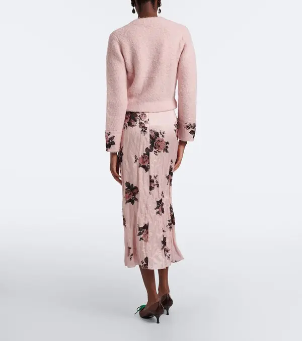 Erdem Floral Satin Midi Skirt