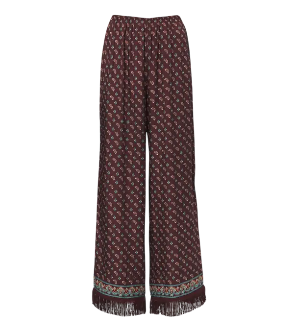 DÔEN Lavona Fringed Silk-blend Wide-leg Pants - Blue