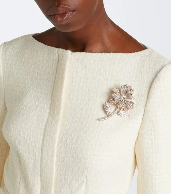 Roland Mouret Belted Embellished Bouclé Jacket - White
