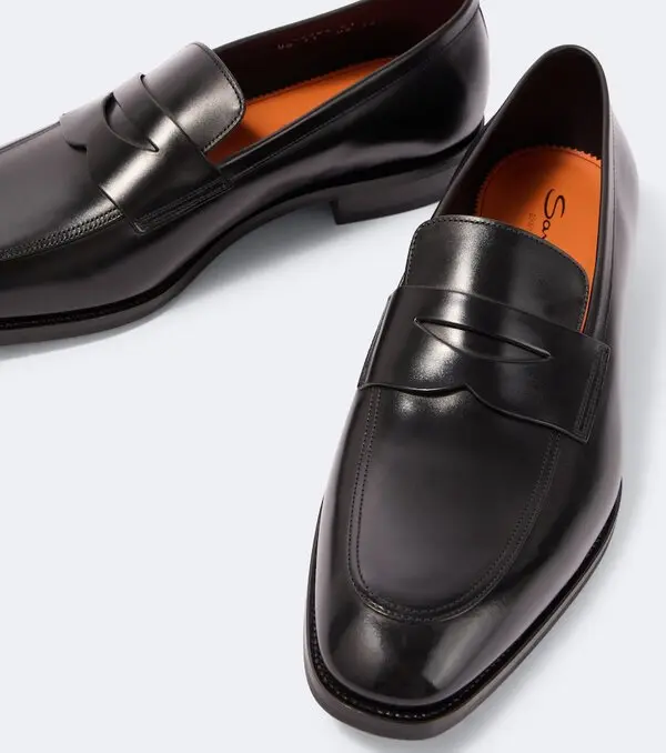 Santoni Leather Penny Loafers