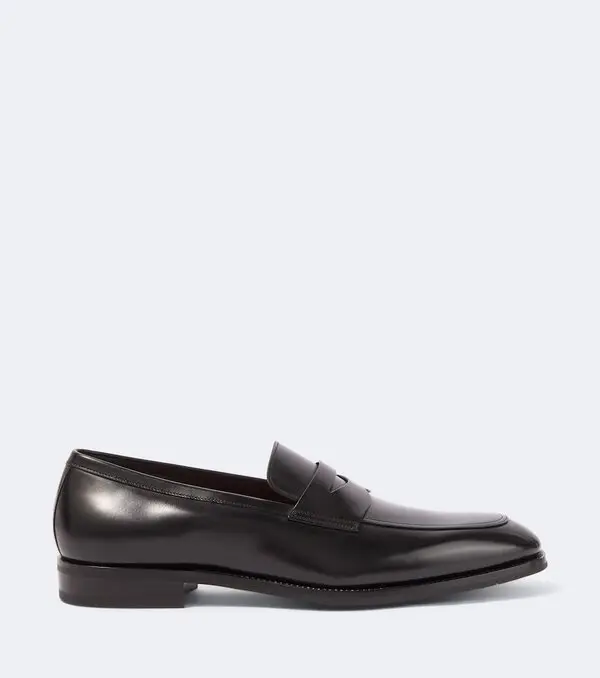 Santoni Leather Penny Loafers