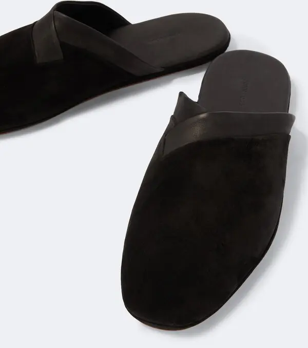 John Lobb Leather-trimmed Suede Slippers