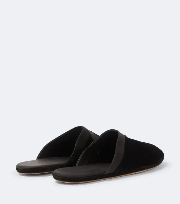 John Lobb Leather-trimmed Suede Slippers