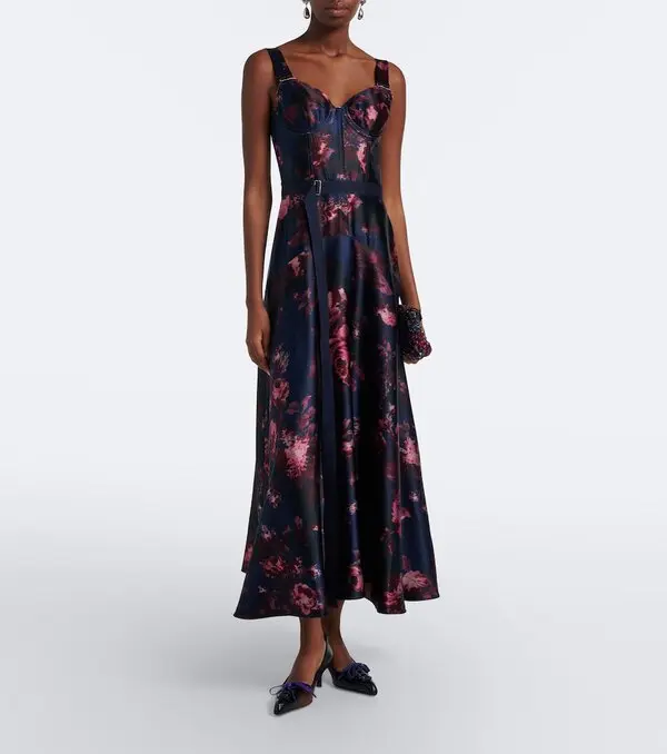 Erdem Belted Floral Bustier Dress