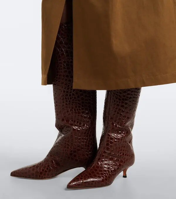 Le Monde Beryl Le Monde Béryl Babouche Croc-effect Leather Knee-high Boots