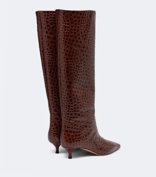 Le Monde Beryl Le Monde Béryl Babouche Croc-effect Leather Knee-high Boots