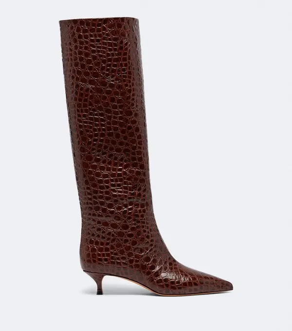 Le Monde Beryl Le Monde Béryl Babouche Croc-effect Leather Knee-high Boots
