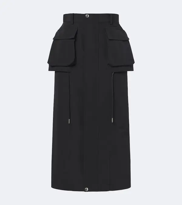 Sacai Cotton-blend Zip-up Midi Skirt