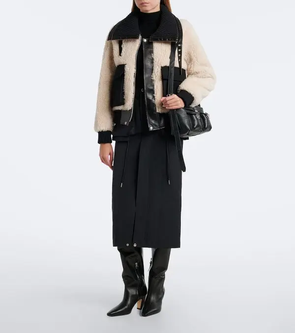 Sacai Cotton-blend Zip-up Midi Skirt