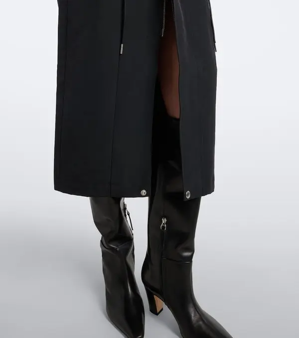Sacai Cotton-blend Zip-up Midi Skirt