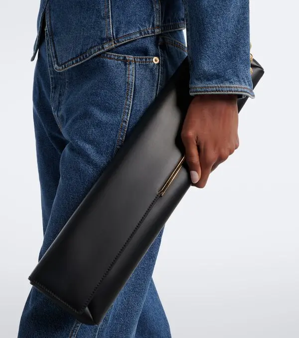Balmain Small Leather Clutch